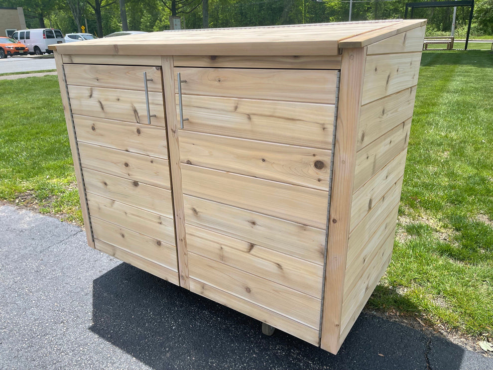 Knotty Cedar Trash Enclosure | The Carpentry Shop Co.