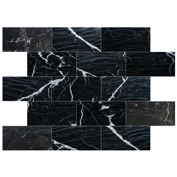 TCSC | Alexandrette Black Marble Polished Floor and Wall Tile - Large ...