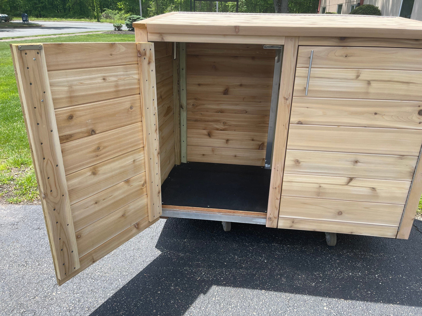 Knotty Cedar Trash Enclosure | The Carpentry Shop Co.