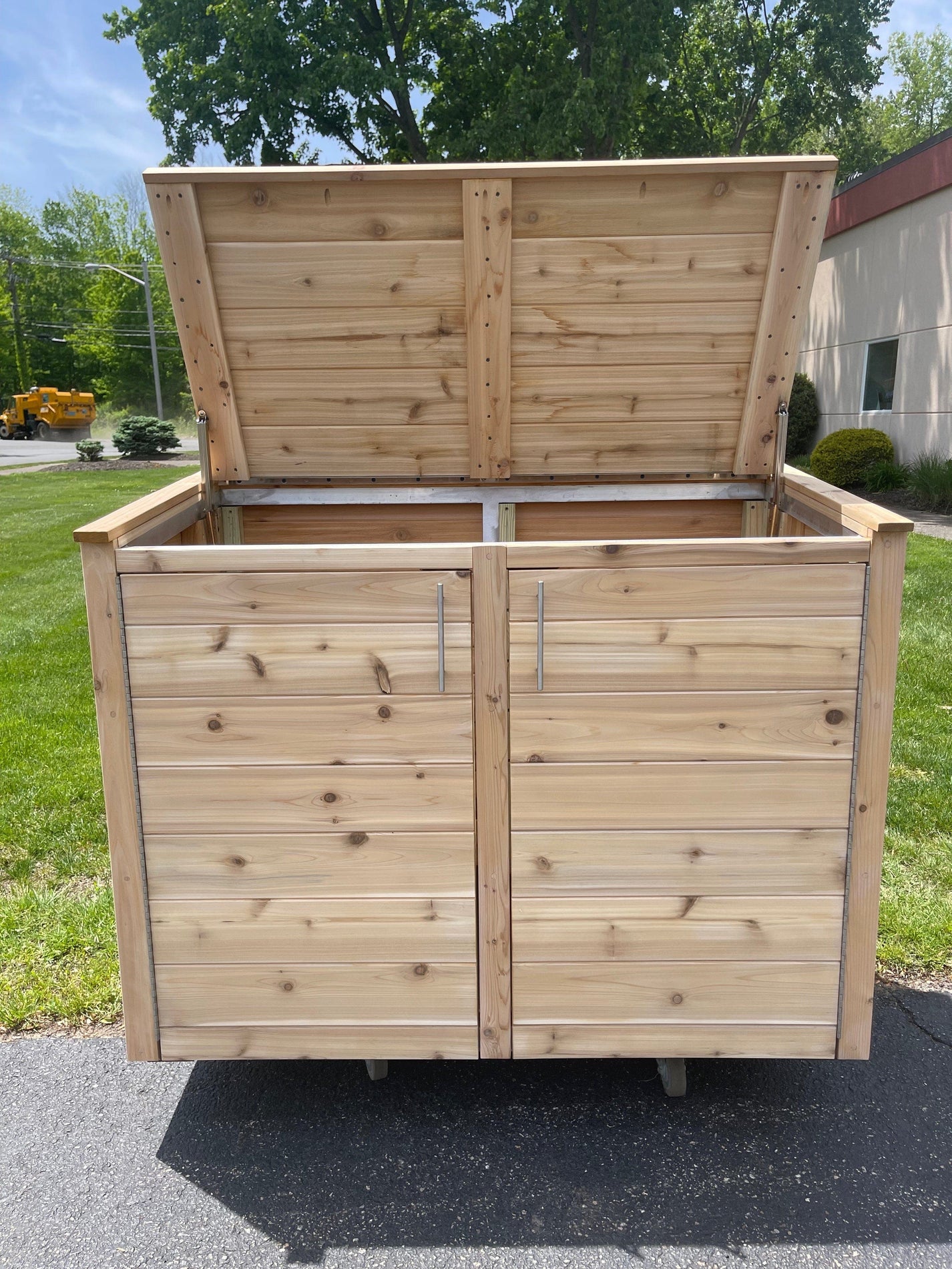 Knotty Cedar Trash Enclosure | The Carpentry Shop Co.