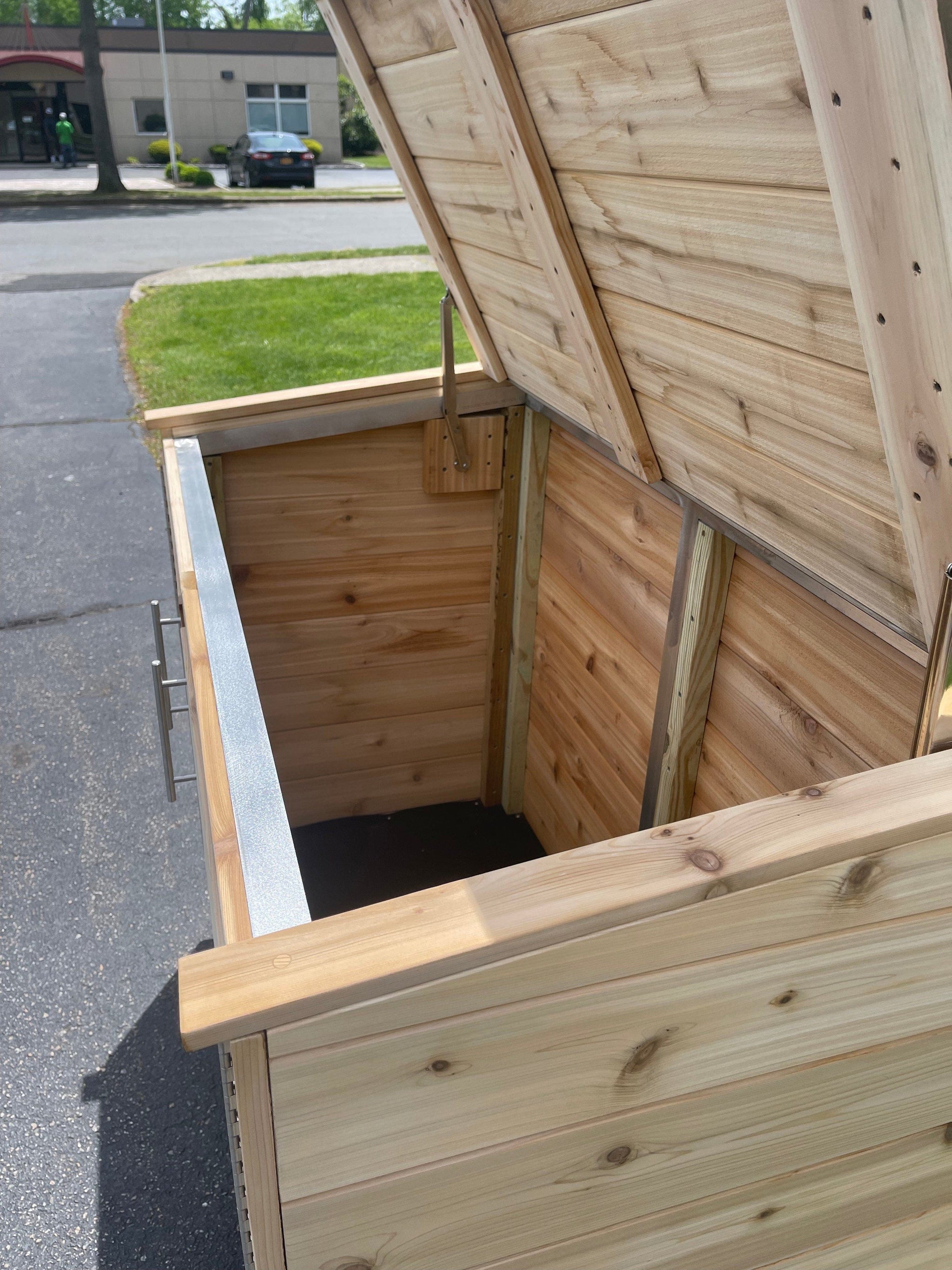 Knotty Cedar Trash Enclosure | The Carpentry Shop Co.
